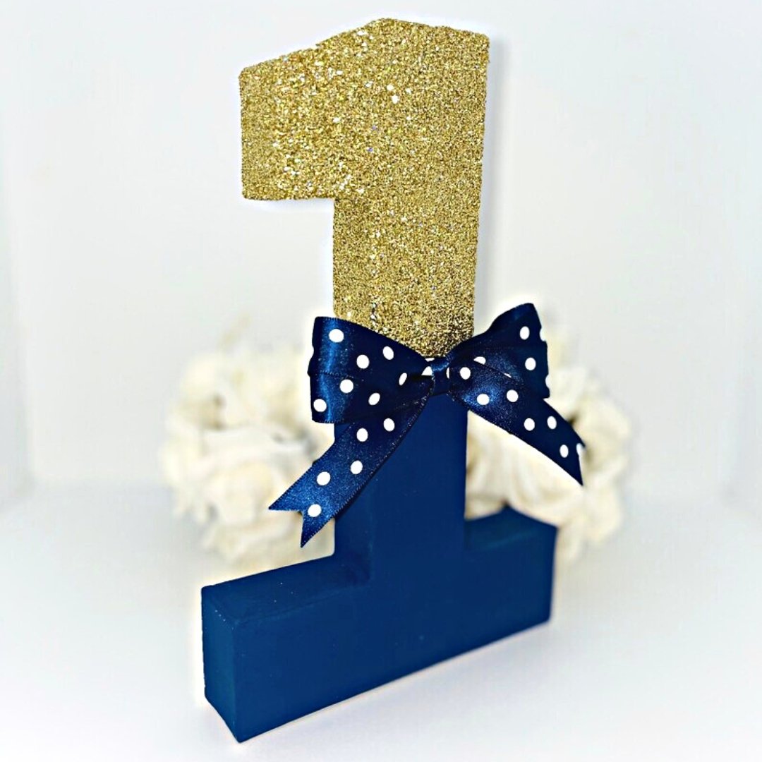 Navy Blue & Gold Number 1 | Blue & Gold Cake Smash Number Prop – KLC ...